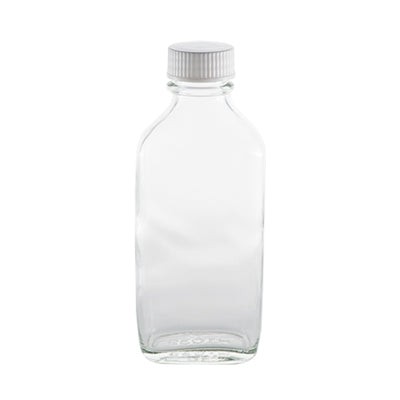 100mL Clear Glass Flask/Flat Bottle (10 pack) - with cap – Ethical ...